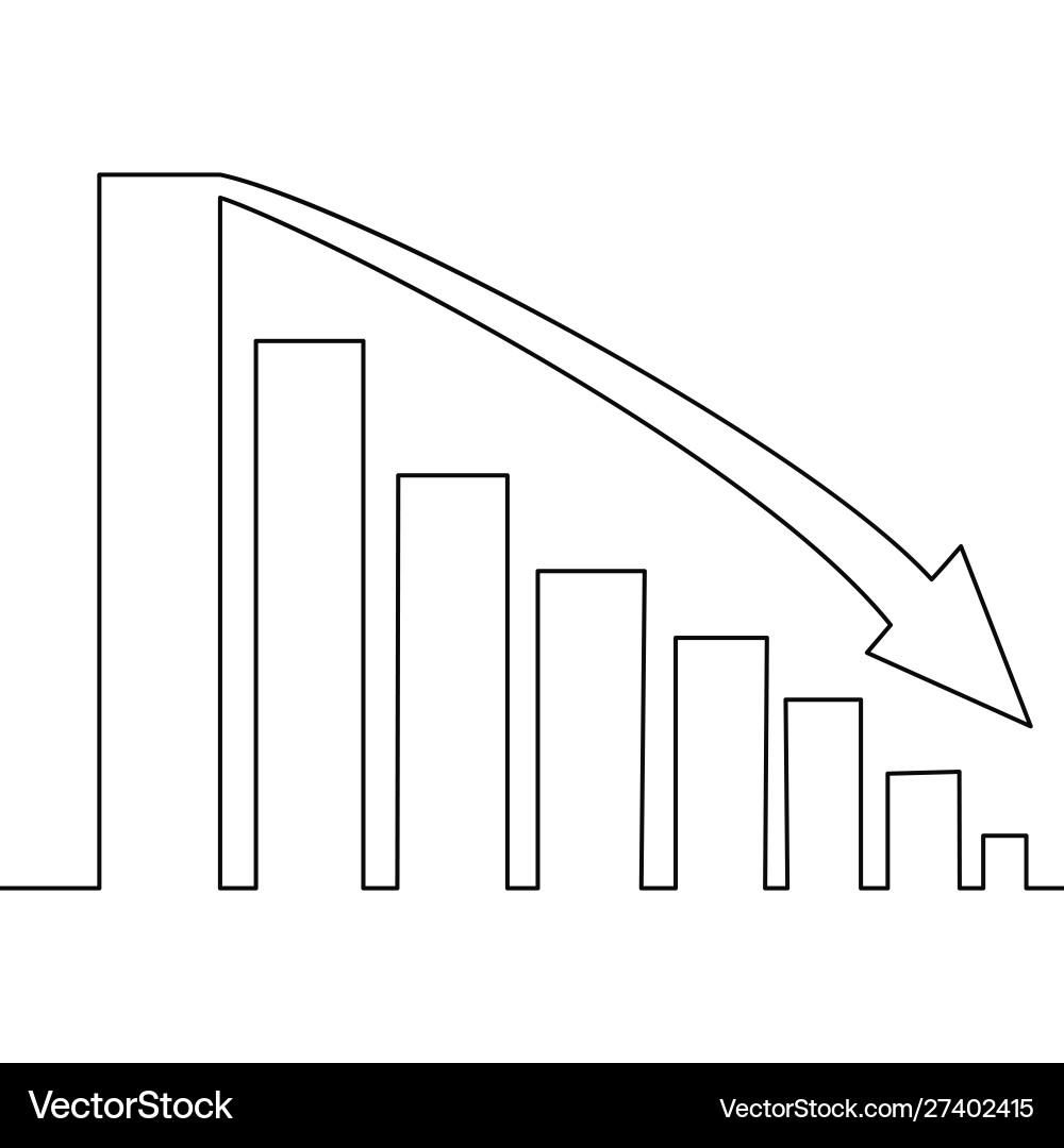 One line drawing business chart loss concept Vector Image