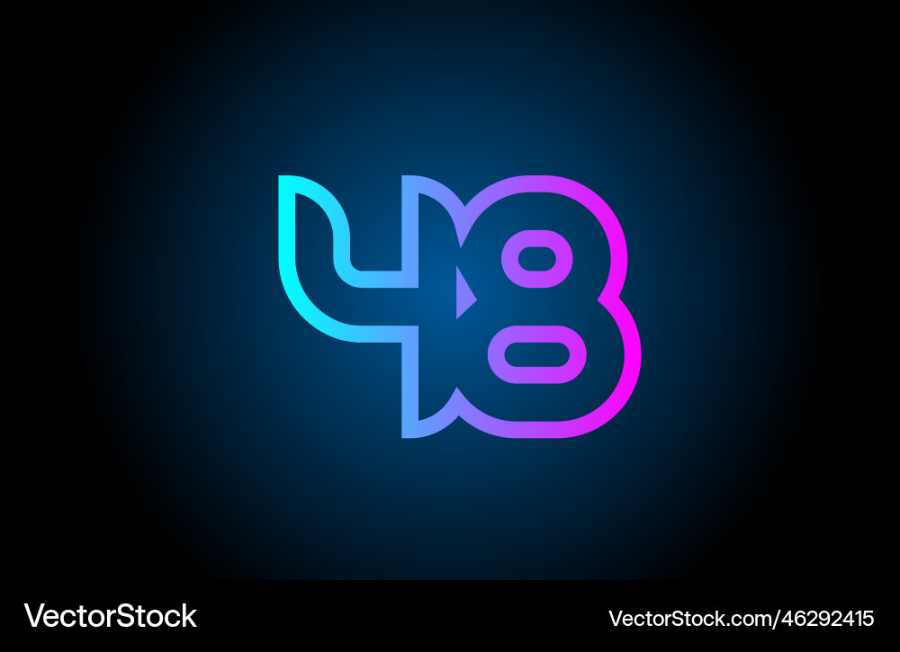 Pink line 48 number logo icon design creative Vector Image