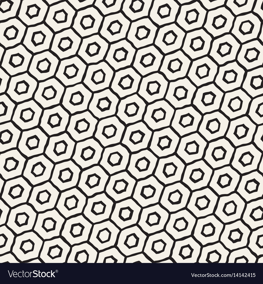 Seamless black and white pattern with hexagon Vector Image