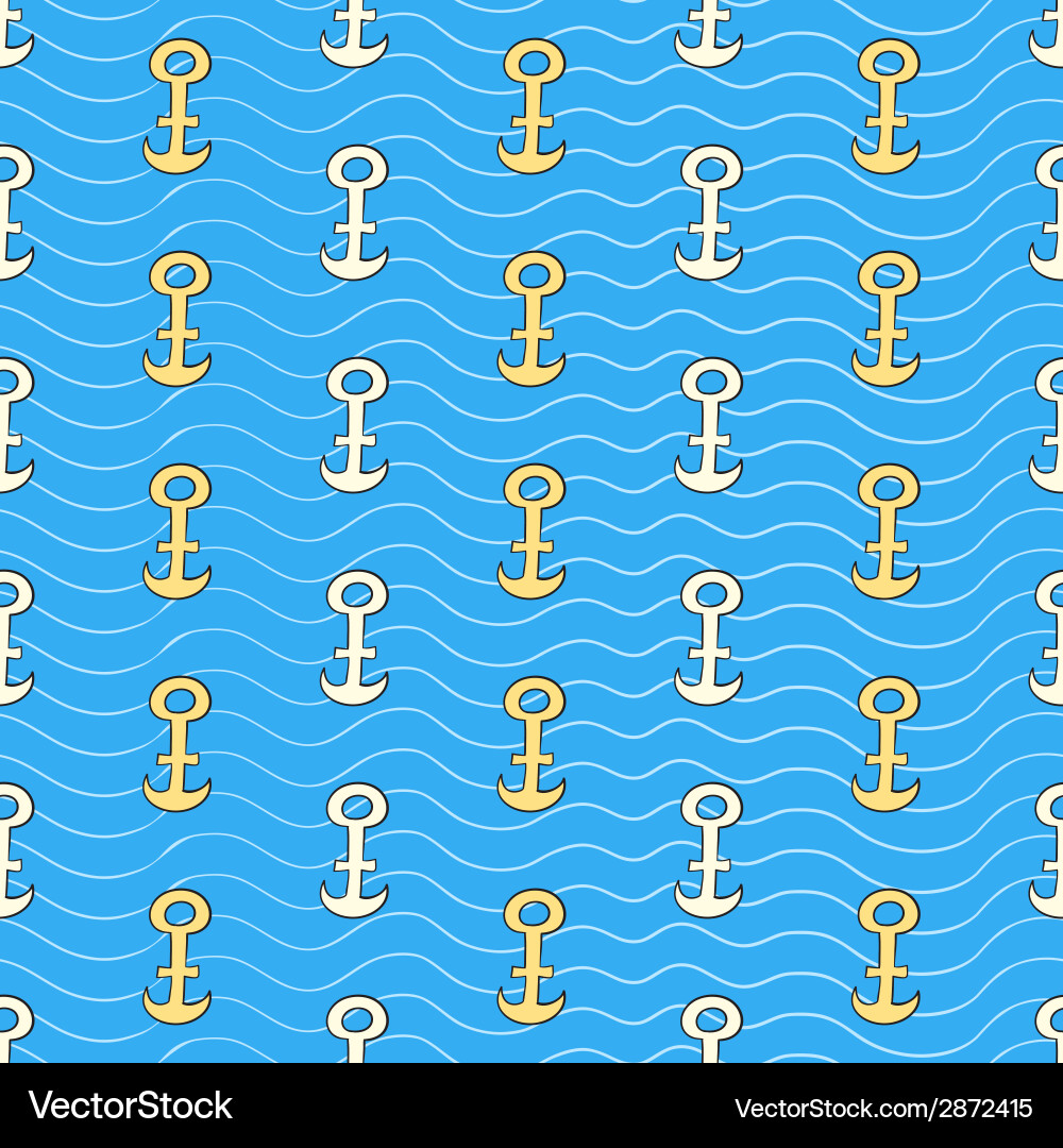 Seamless pattern with colorful anchors on blue Vector Image