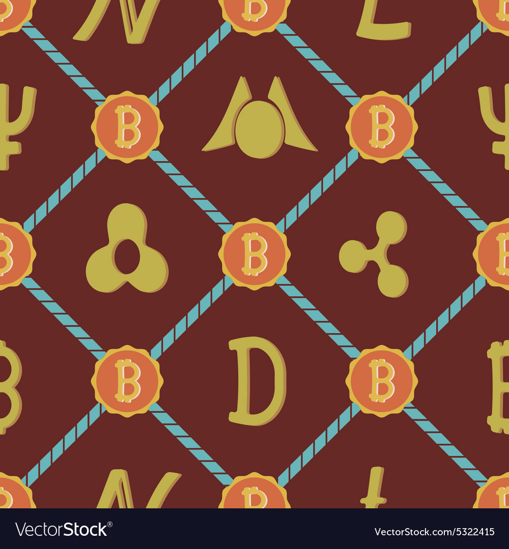Seamless pattern with different cryptocurrency Vector Image