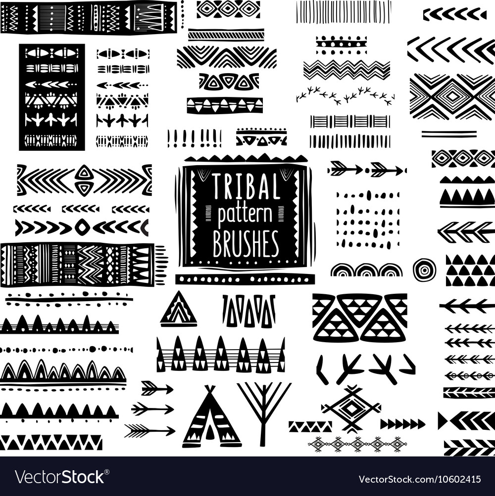 Set ethnic pattern brushes Royalty Free Vector Image