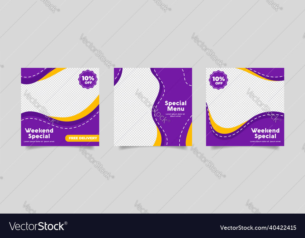 Set of modern editable social media templates Vector Image