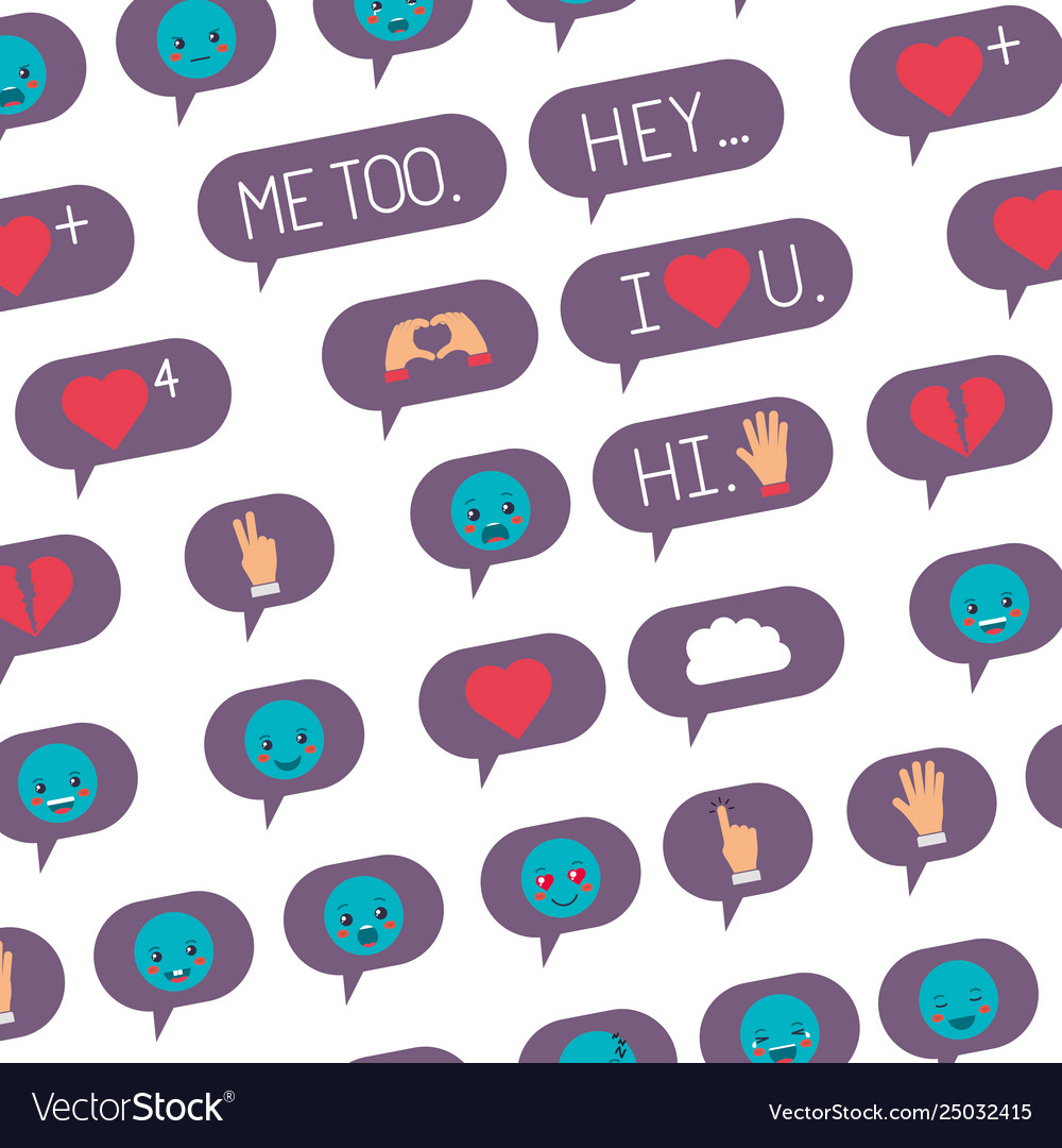 Speech bubbles with social media pattern Vector Image