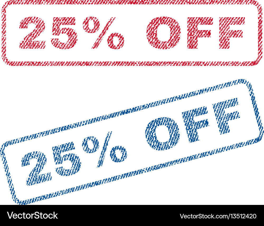 25 percent off textile stamps Royalty Free Vector Image