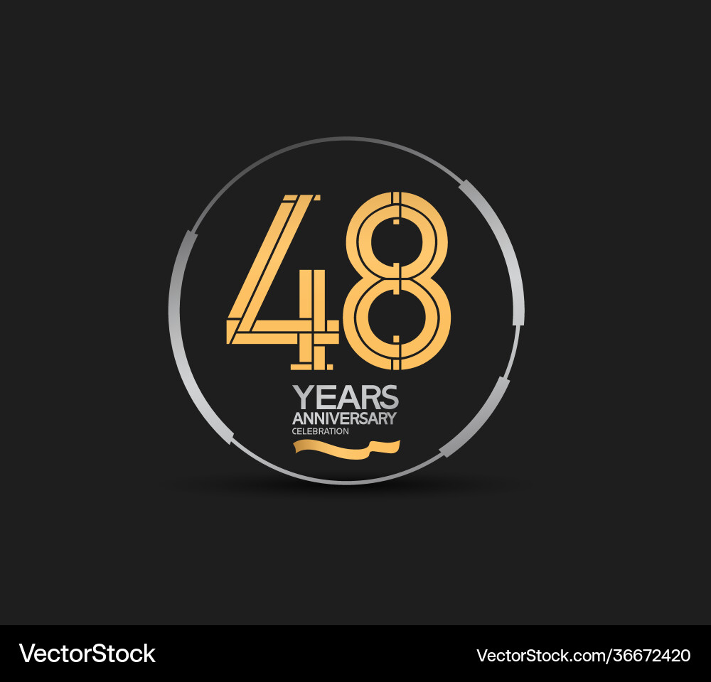48 years golden anniversary logotype Royalty Free Vector