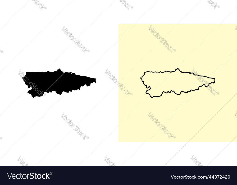 Asturias map spain europe filled and outline Vector Image