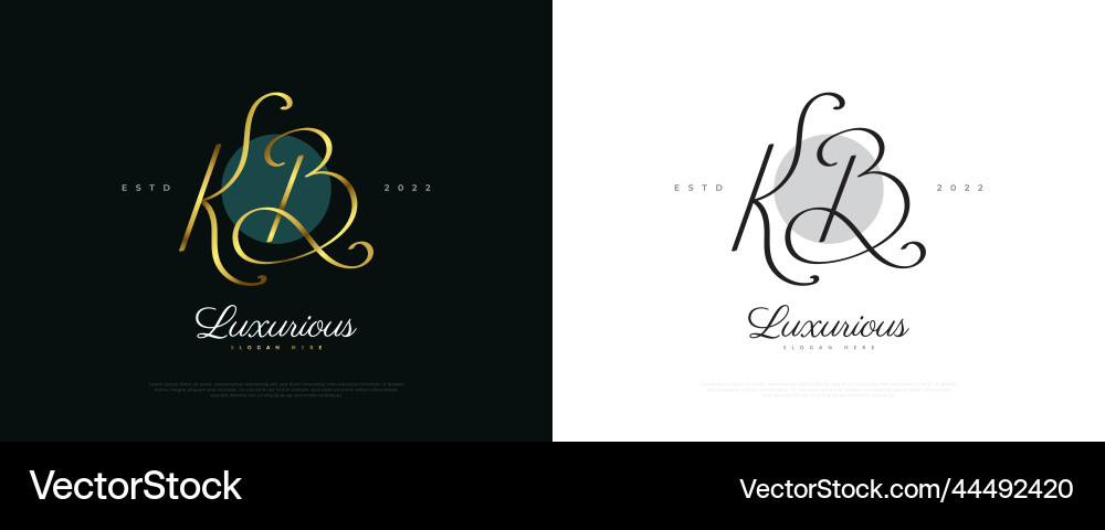 Elegant and minimal initial k b logo design Vector Image