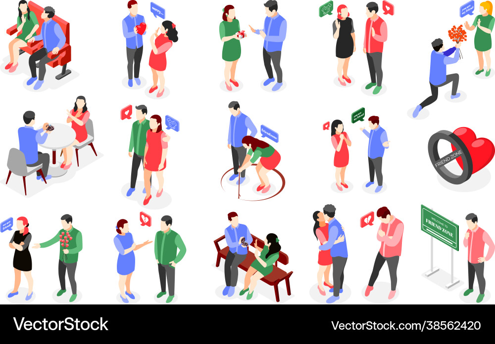 Friend zone icons collection Royalty Free Vector Image