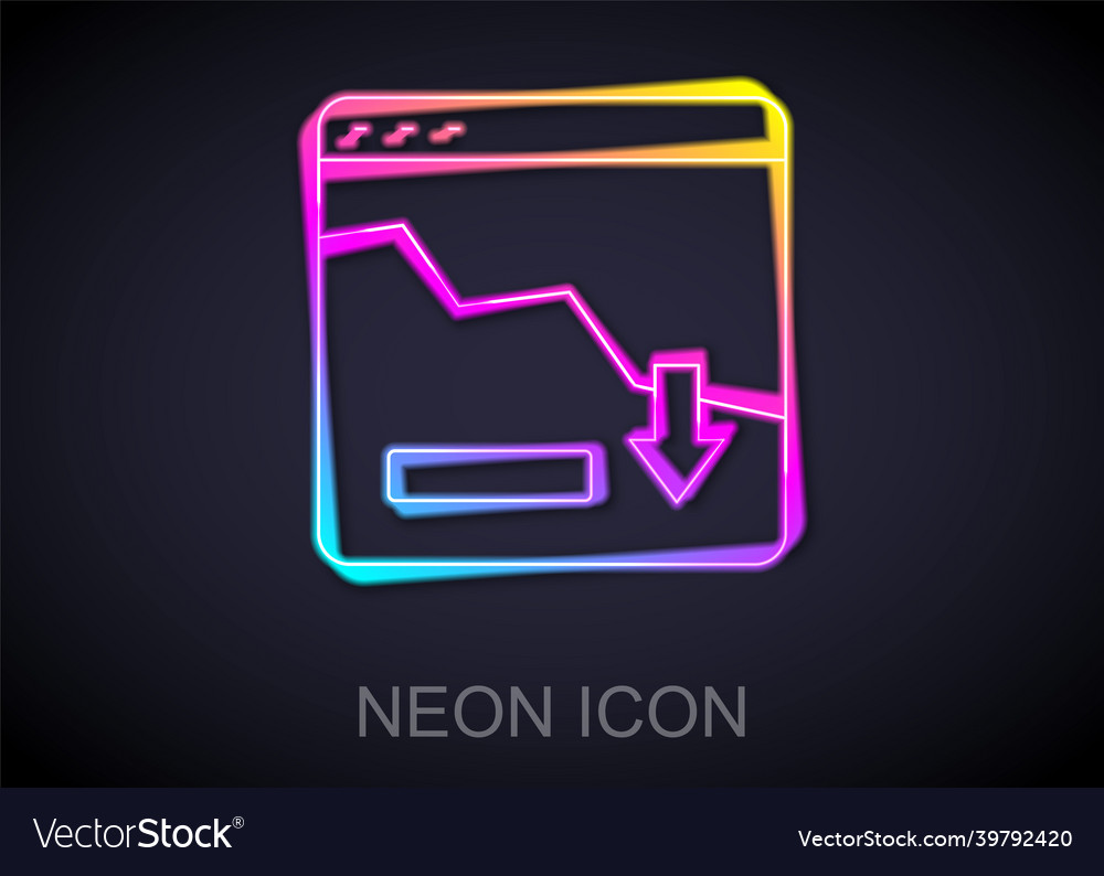 Glowing neon line financial growth decrease icon Vector Image