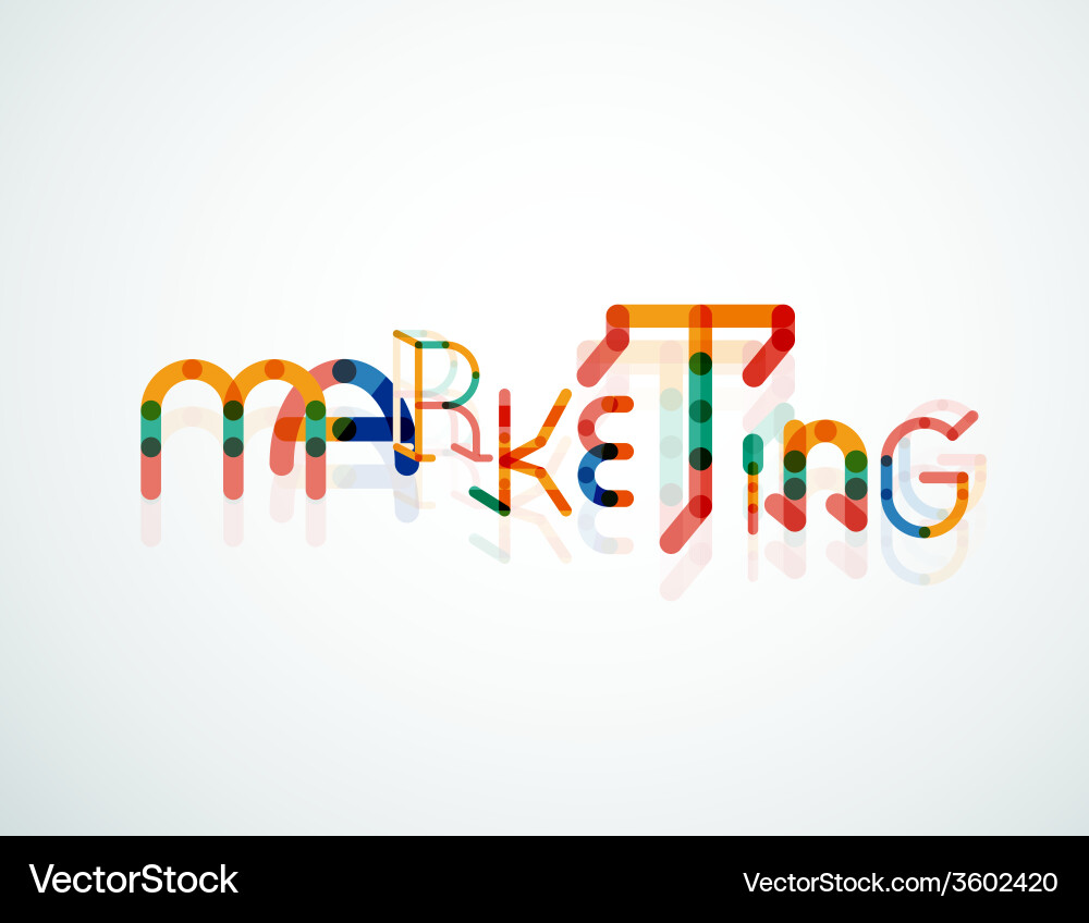 Marketing word font concept Royalty Free Vector Image