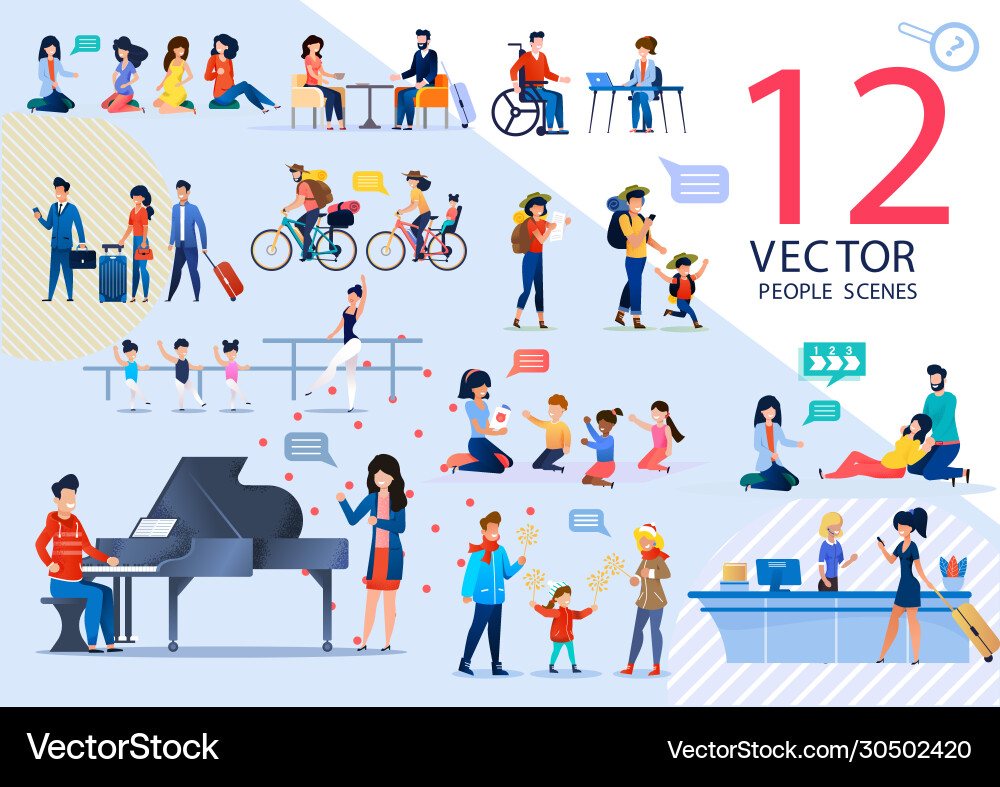 People active life and relationships scenes Vector Image
