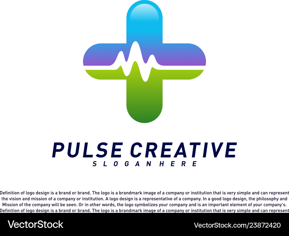 Plus medical pulse or wave logo design concept Vector Image