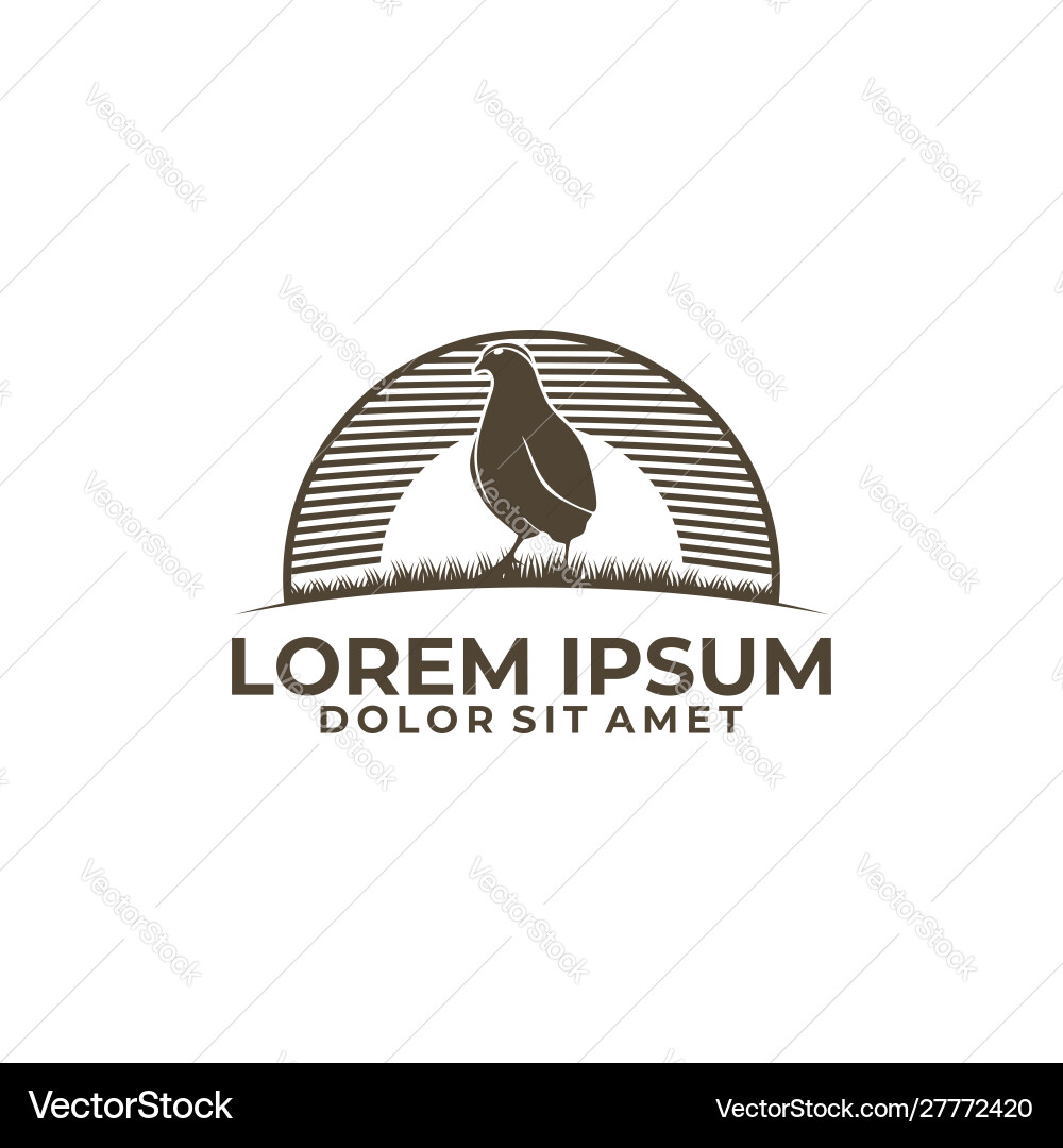 Quail bird emblem or badge logo template isolated Vector Image