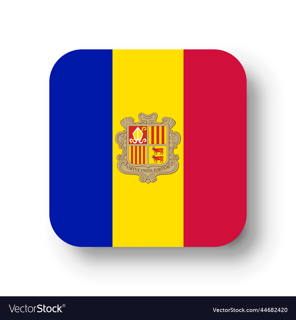 Rounded square flag of andorra Royalty Free Vector Image