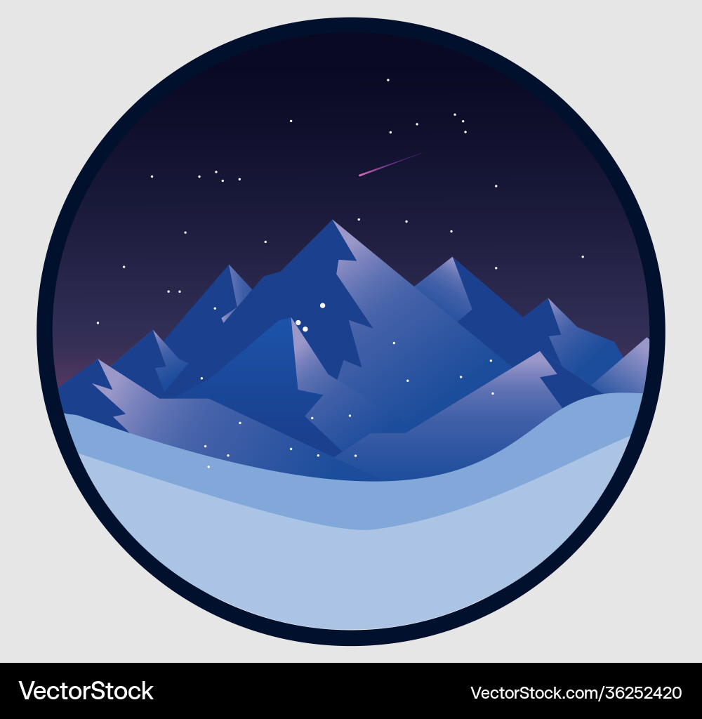 Snow on ice mountains winter landscape Royalty Free Vector