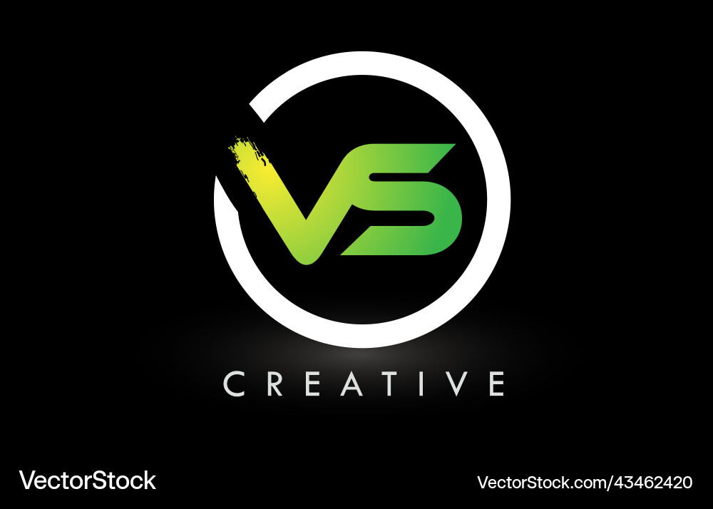 Vs green white brush letter logo design creative Vector Image