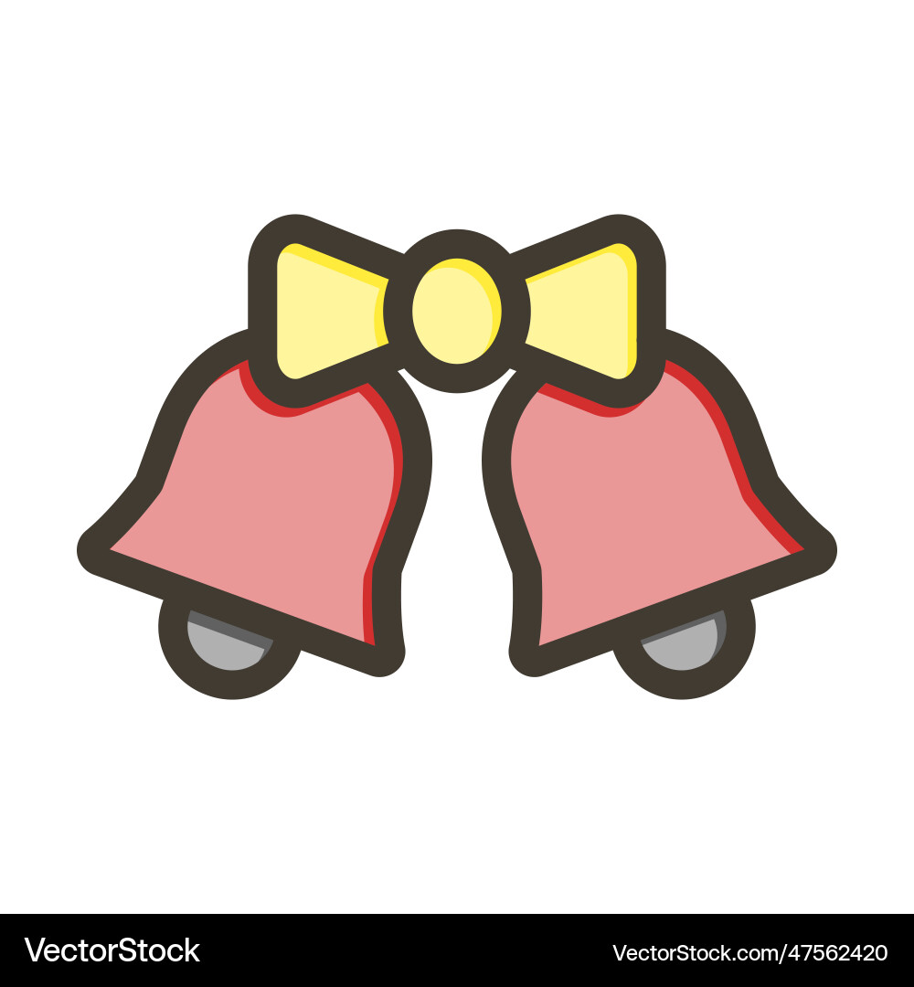 Wedding bell thick line filled colors for Vector Image