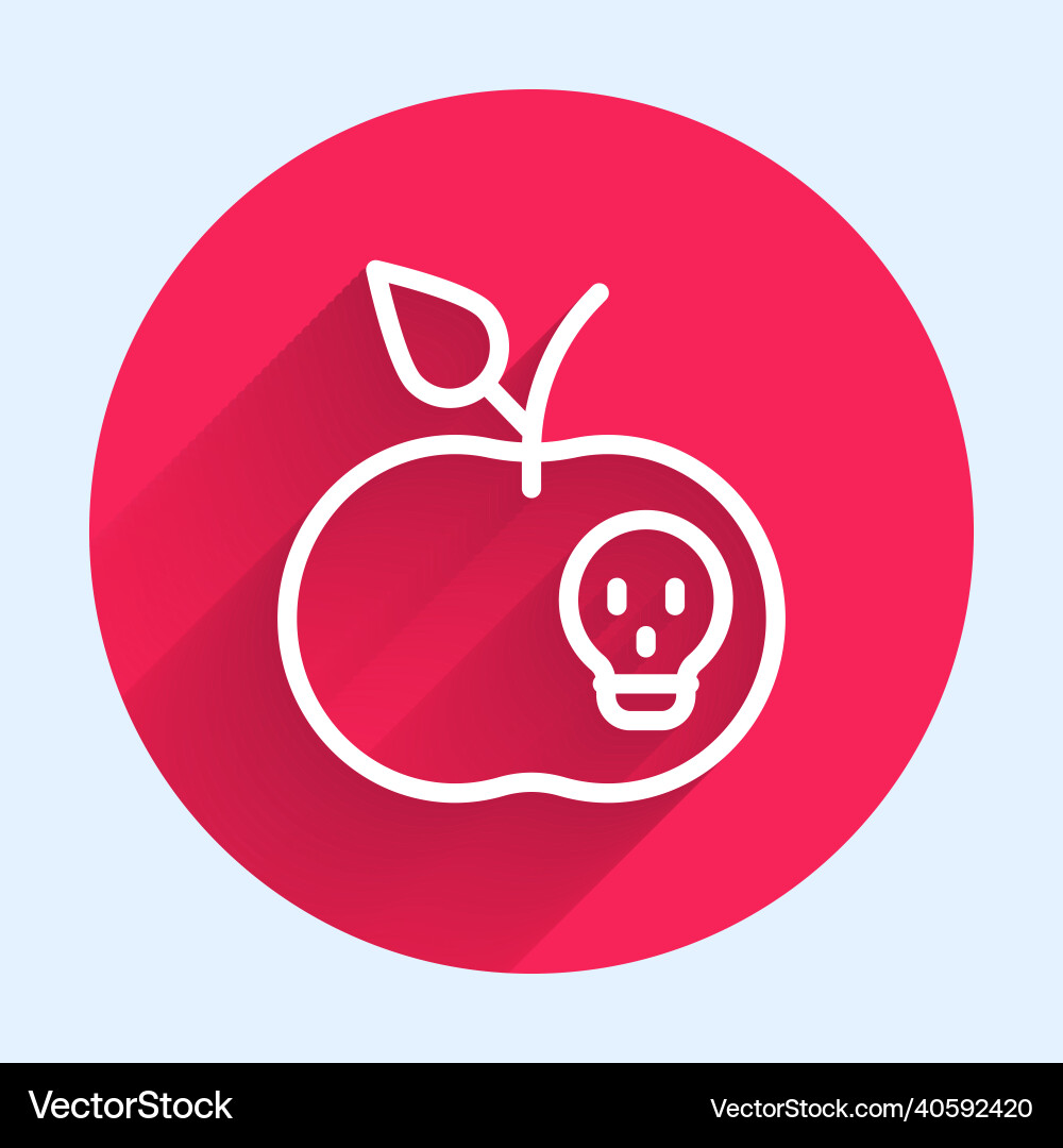 White line poison apple icon isolated with long Vector Image