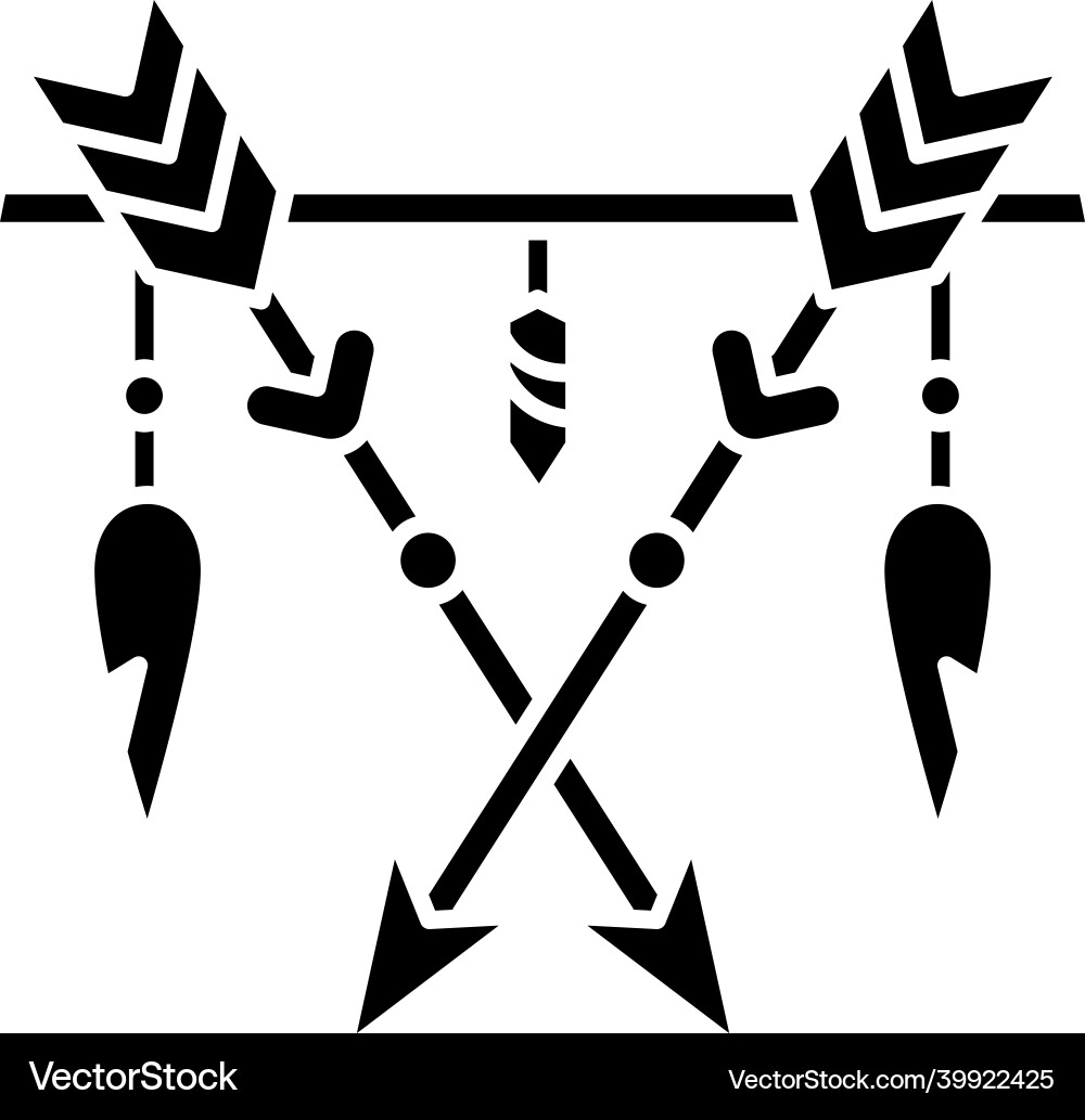 Arrows and teeth amulet in boho style black glyph Vector Image