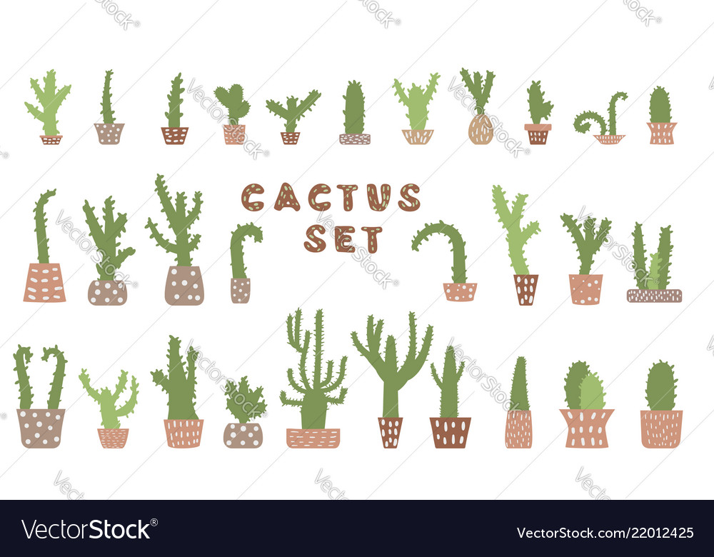 Cactus composition design set Royalty Free Vector Image