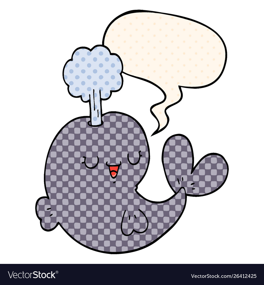 Cartoon whale and speech bubble in comic book Vector Image
