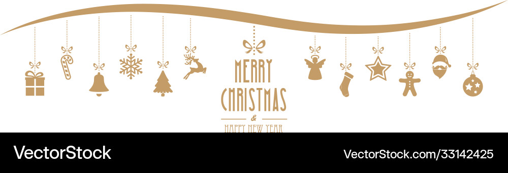 Christmas ornaments hanging gold isolated Vector Image