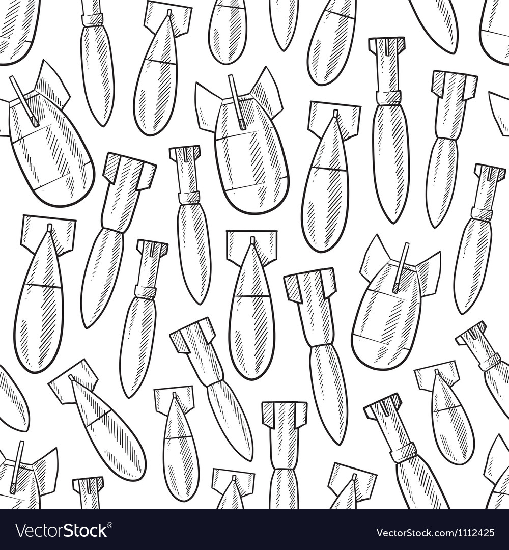 Doodle bombs pattern seamless Royalty Free Vector Image