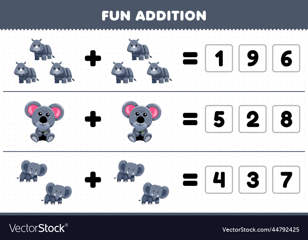 Education game for children fun addition by guess Vector Image