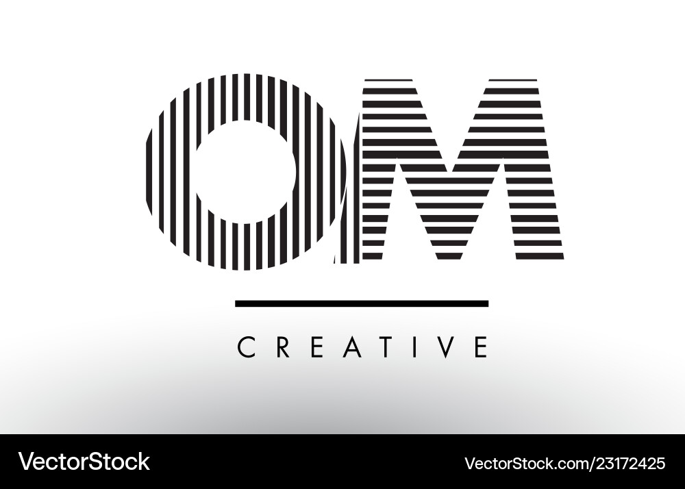 Om o m black and white lines letter logo design Vector Image