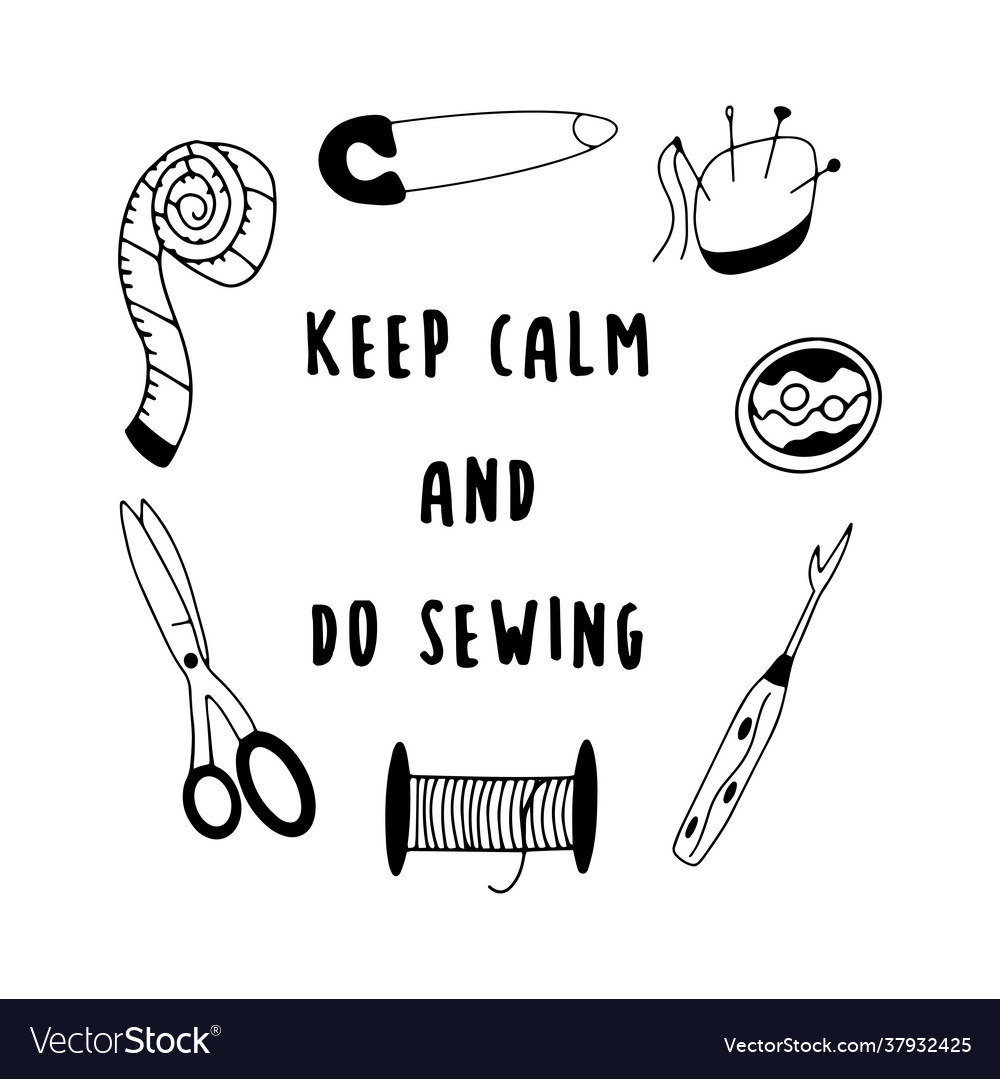 Set elements for sewing doodle collection Vector Image