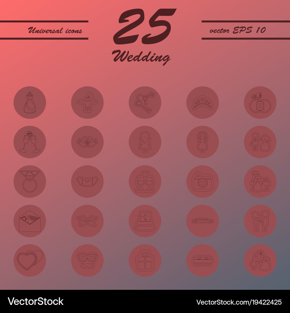 Set of wedding icons in modern thin line style Vector Image