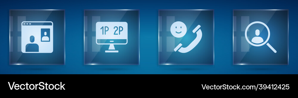 Set video chat conference computer monitor screen Vector Image