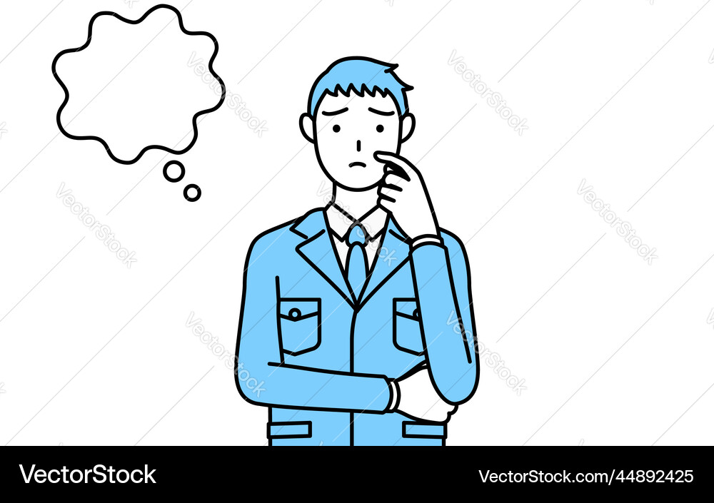 Simple line drawing of a man in work clothes Vector Image