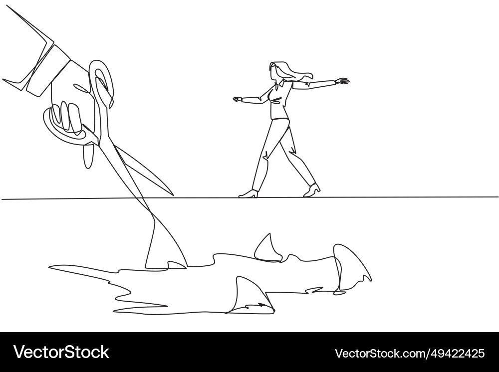 Single one line drawing businesswoman walking Vector Image
