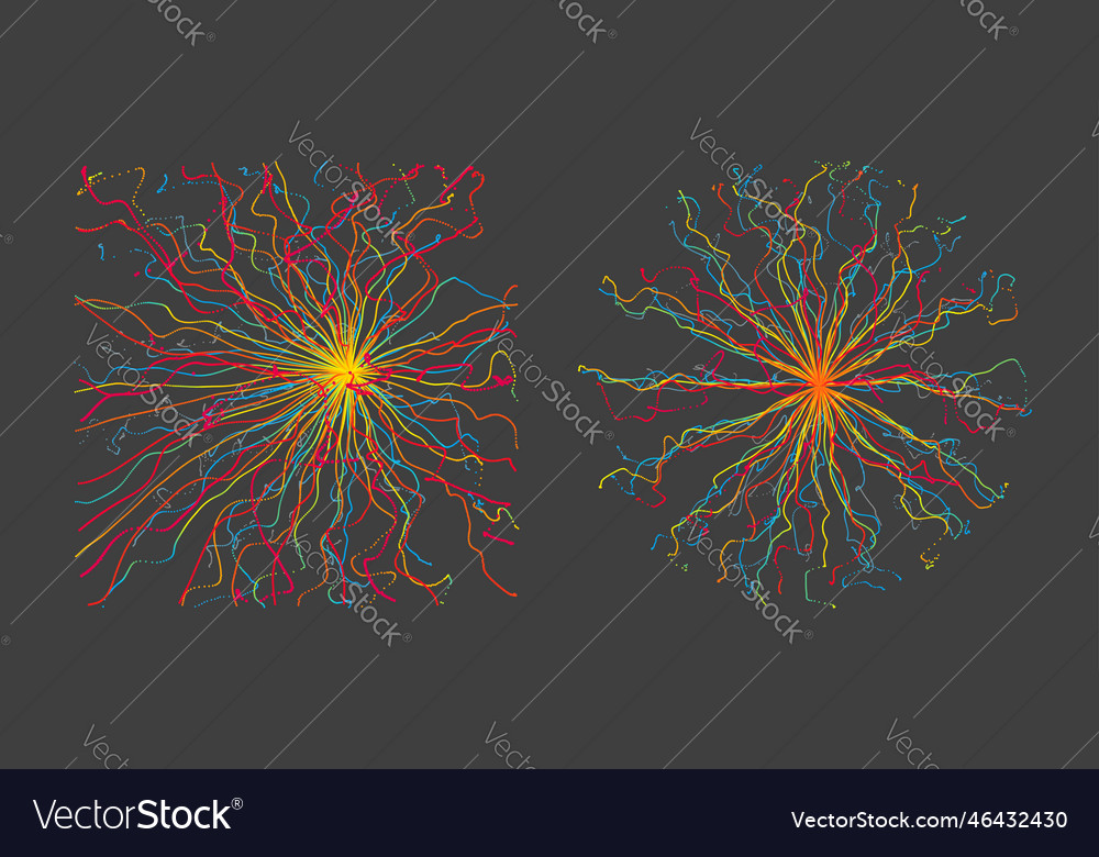 Array with dynamic particles 3d futuristic Vector Image