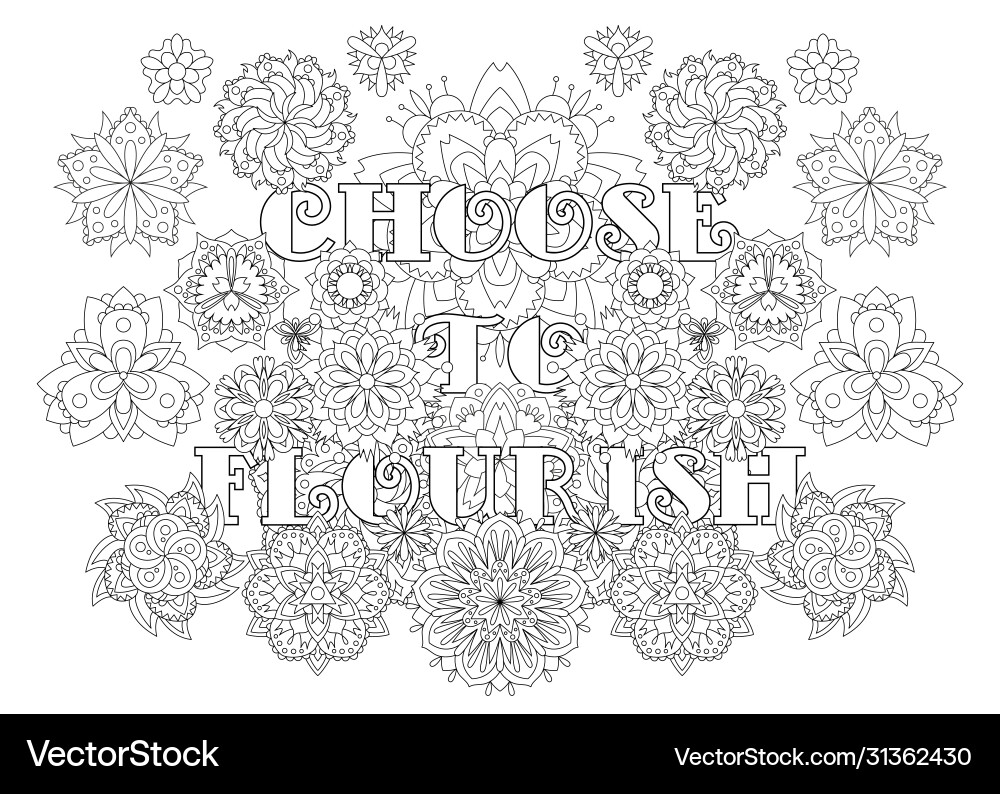 Coloring book for adults with inspiring text Vector Image