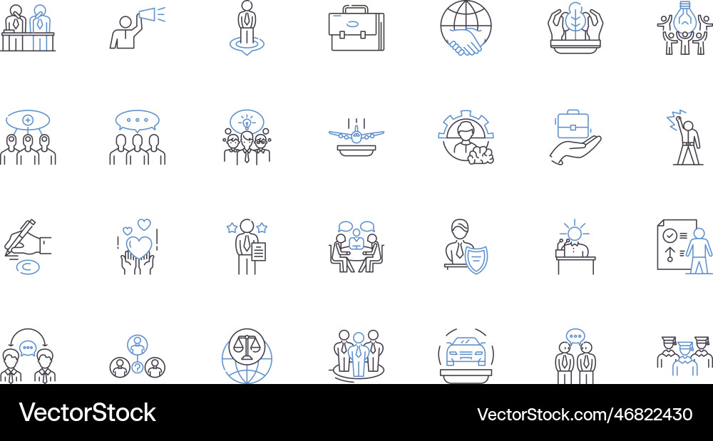 Compensation management line icons collection Vector Image