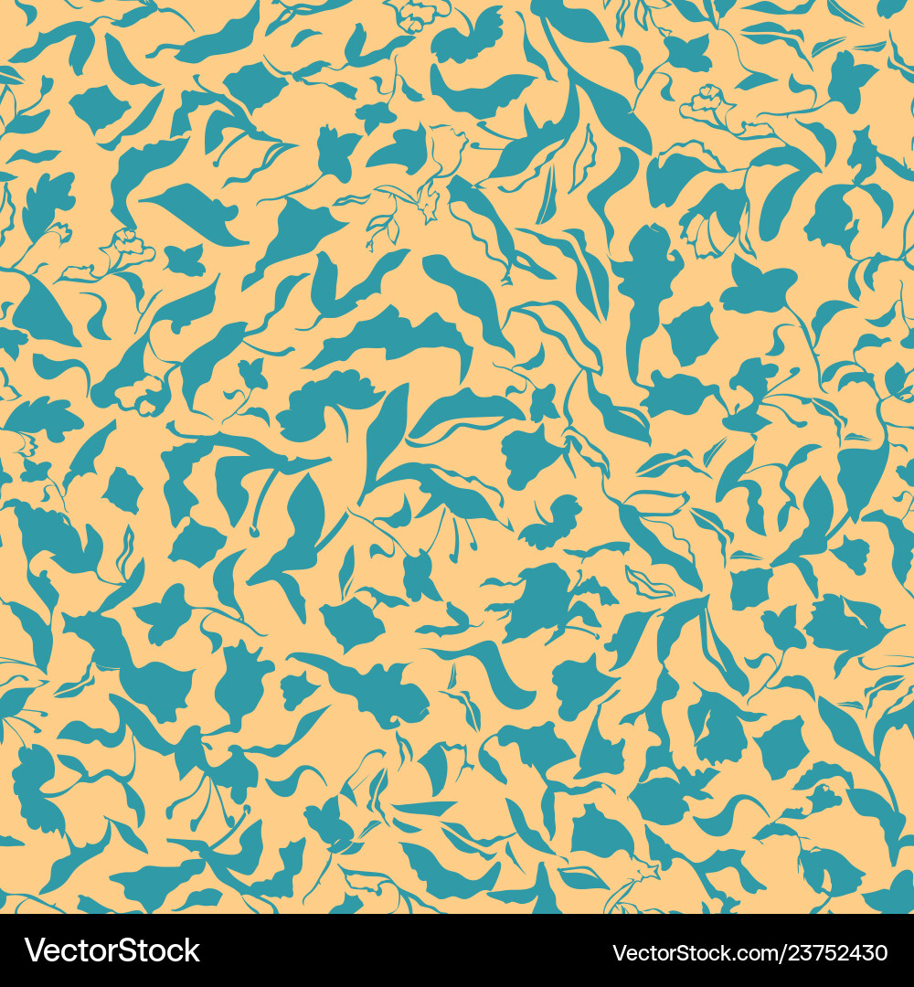 Floral seamless pattern turquoise leaves flowers Vector Image