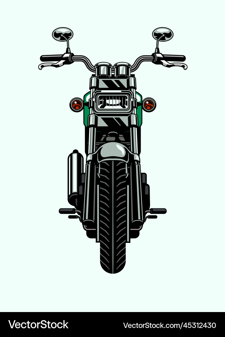 Front side view of vintage regular motorcycle Vector Image