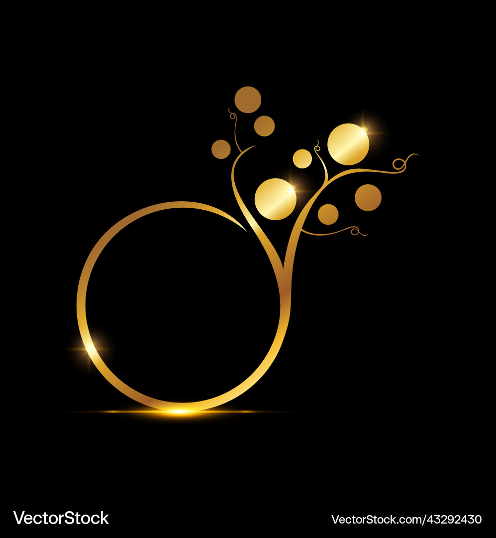 Golden tree symbol logo sign Royalty Free Vector Image