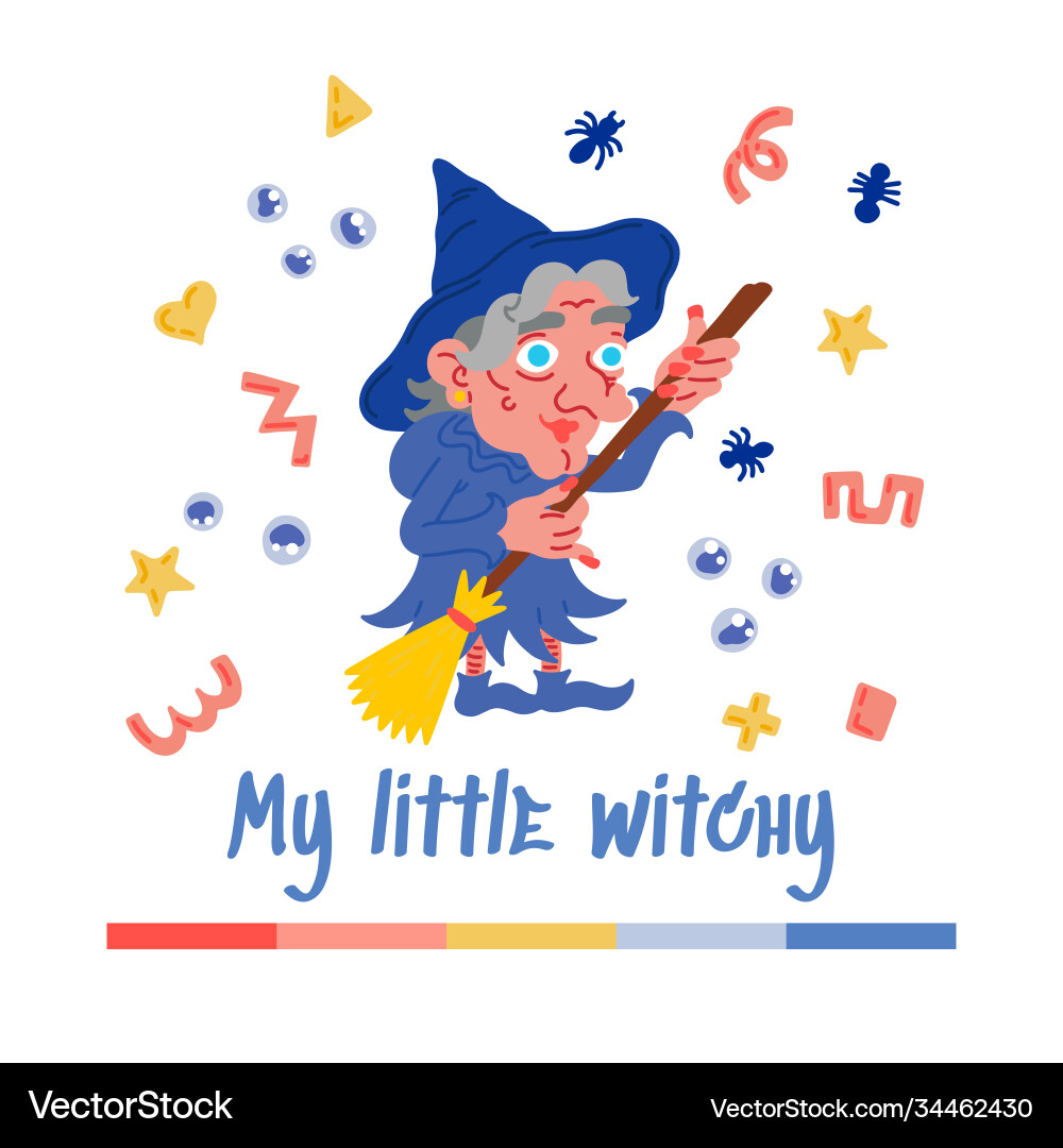 Halloween cartoon character cute witch Royalty Free Vector