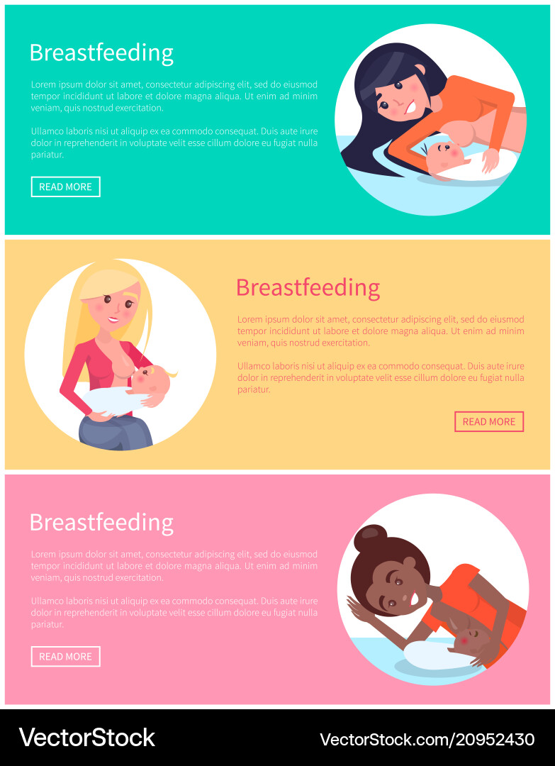 Healthy breastfeeding informative banners set Vector Image