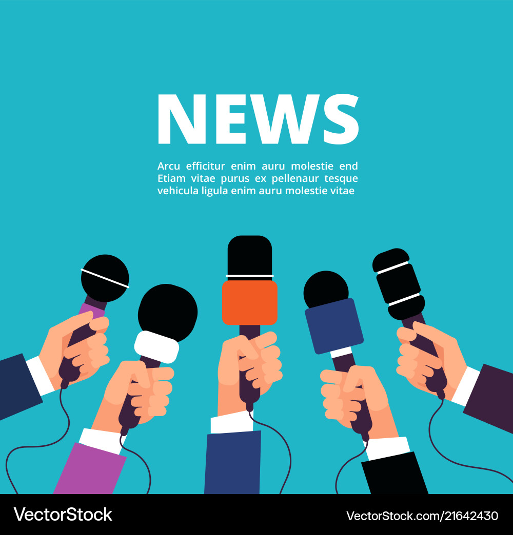 News concept with microphones broadcasting Vector Image