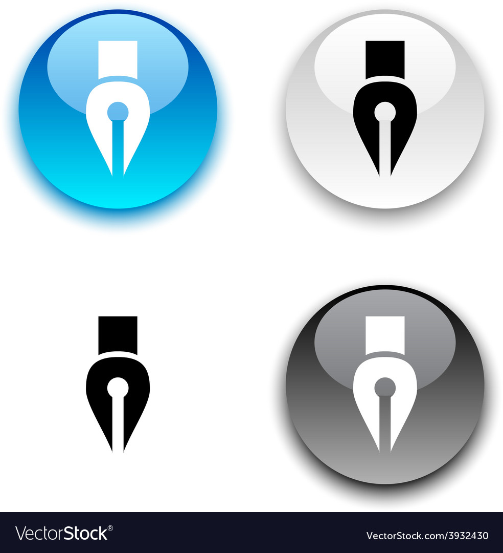 Pen button Royalty Free Vector Image - VectorStock