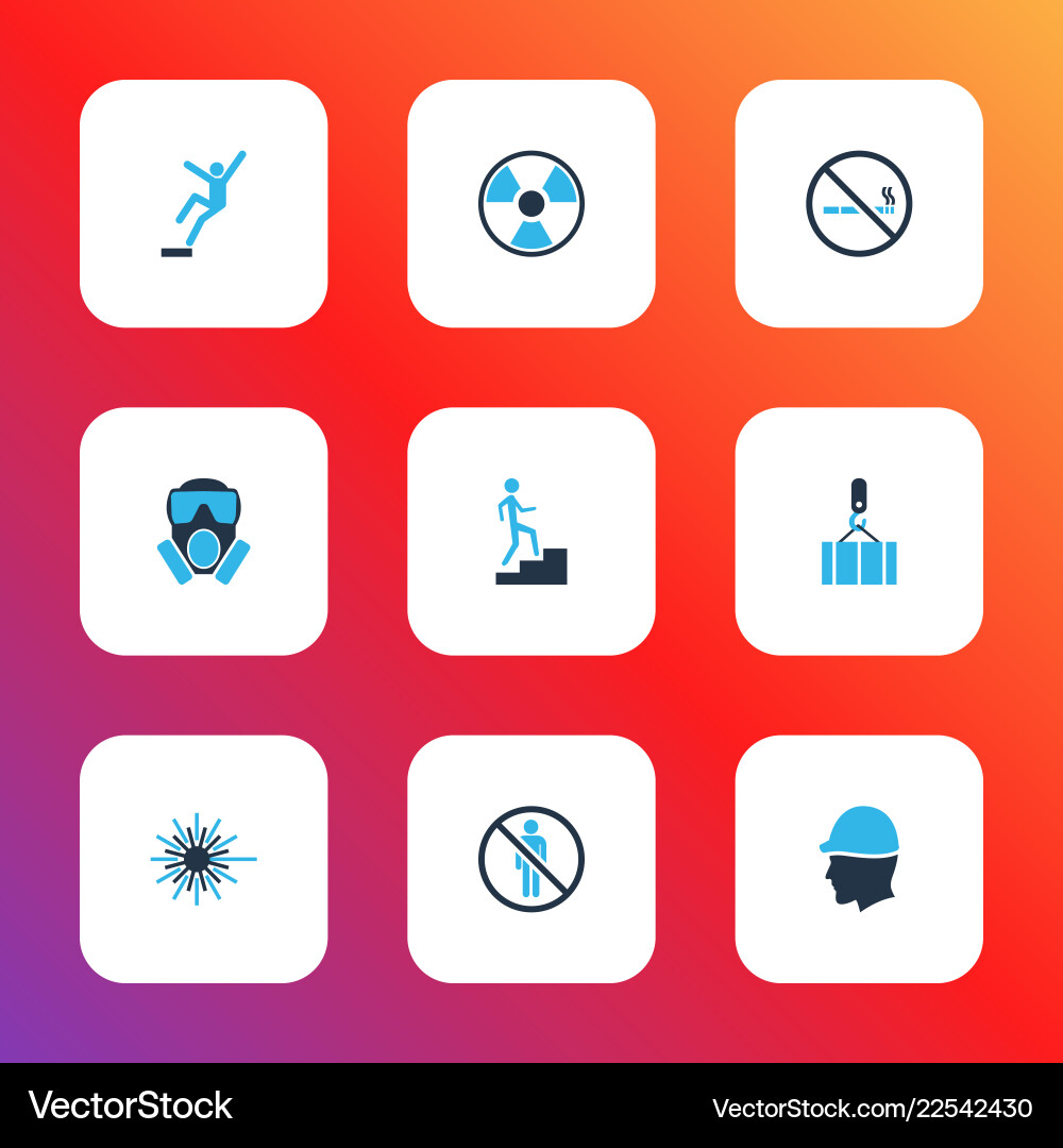 Protection icons colored set with radioactive Vector Image