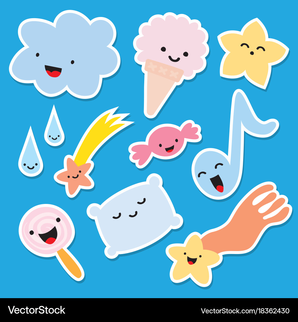 Set of stickers comic style Royalty Free Vector Image