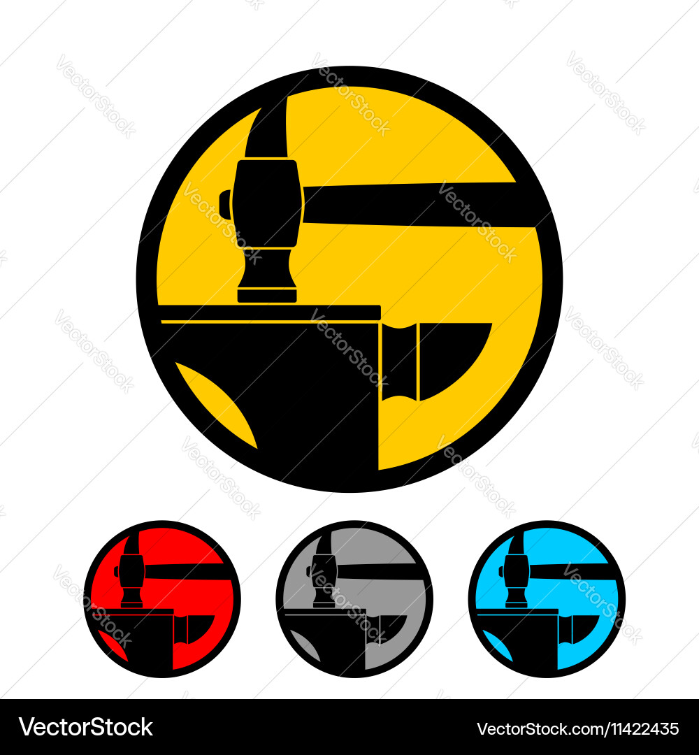 Blacksmithing emblem logo for smithy wrought iron Vector Image