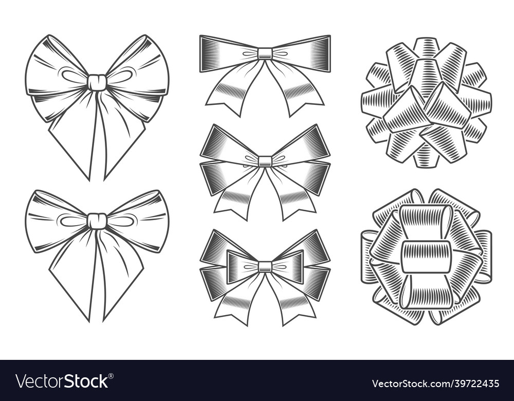 Bow icons set Royalty Free Vector Image - VectorStock