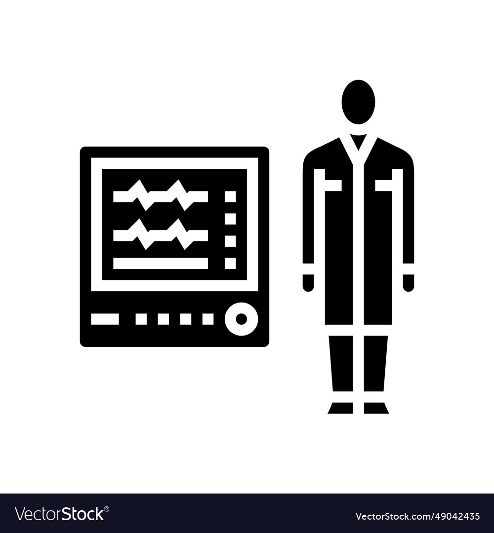 Cardiac monitor technician glyph icon Royalty Free Vector Cardiac monitor technician glyph icon Royalty Free Vector